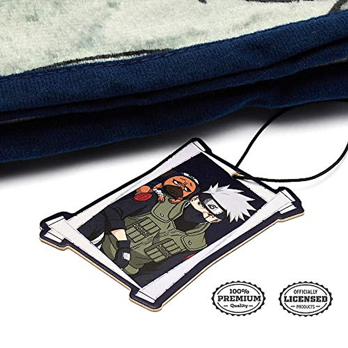 Naruto Shippuden Fleece Blanket for Couch Sofa and Bed | 45 X 60 Inches Naruto Blanket with Free Air Freshener Featuring Kakashi | Official Licensed | by Just Funky