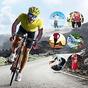 Dussdil Bohemian Gardening Arm Sleeves Mexican Ethnic Tribal Farm UV Sun Protection Cooling Arm Sleeves for Garden Farm Women Men with Thumb Hole