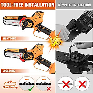 KittVegi Mini Chainsaw, 6 Inch Powerful Cordless Mini Saw with 2 Large Capacity Rechargeable Batteries & 2 Chains, Handheld Small Chainsaw for Tree Trimming Wood Cutting