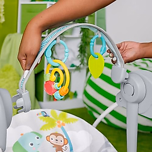 Bright Starts Playful Paradise Portable Compact Automatic Baby Swing with Music, Unisex, Newborn +