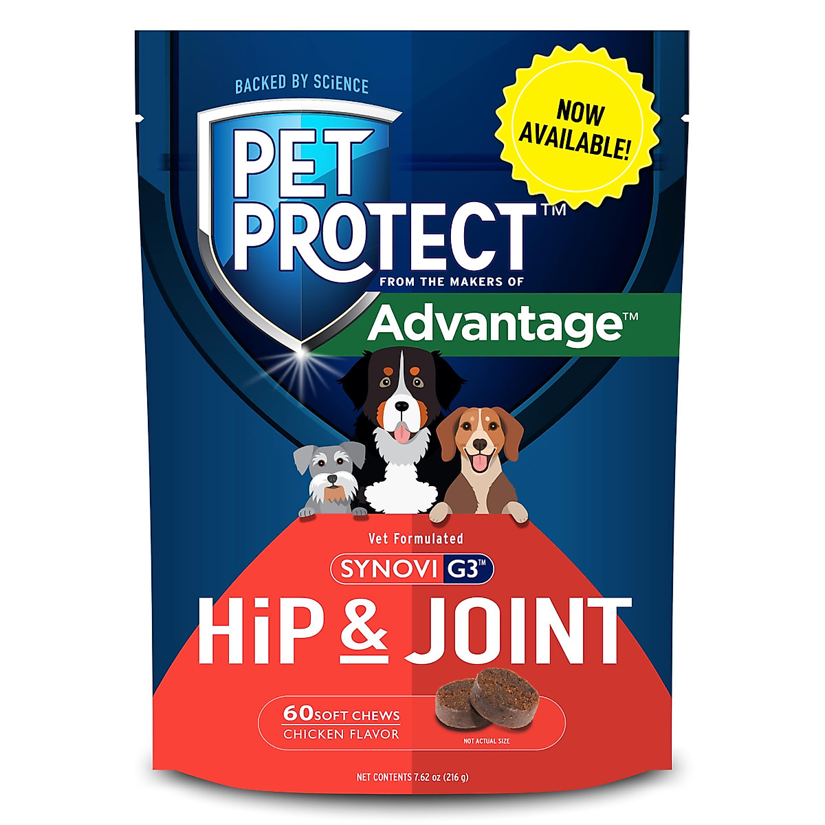 Pet Protect from The Makers of Advantage Vet-Formulated Hip & Joint Supplement for Dogs | 60 Chews