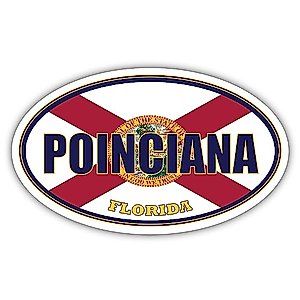 3 Pack 2x3 inches | Poinciana City Florida State Flag | FL Flag Polk County Oval State Colors Construction Toolbox, Hardhat, Lunchbox, Helmet, Mechanic, Luggage