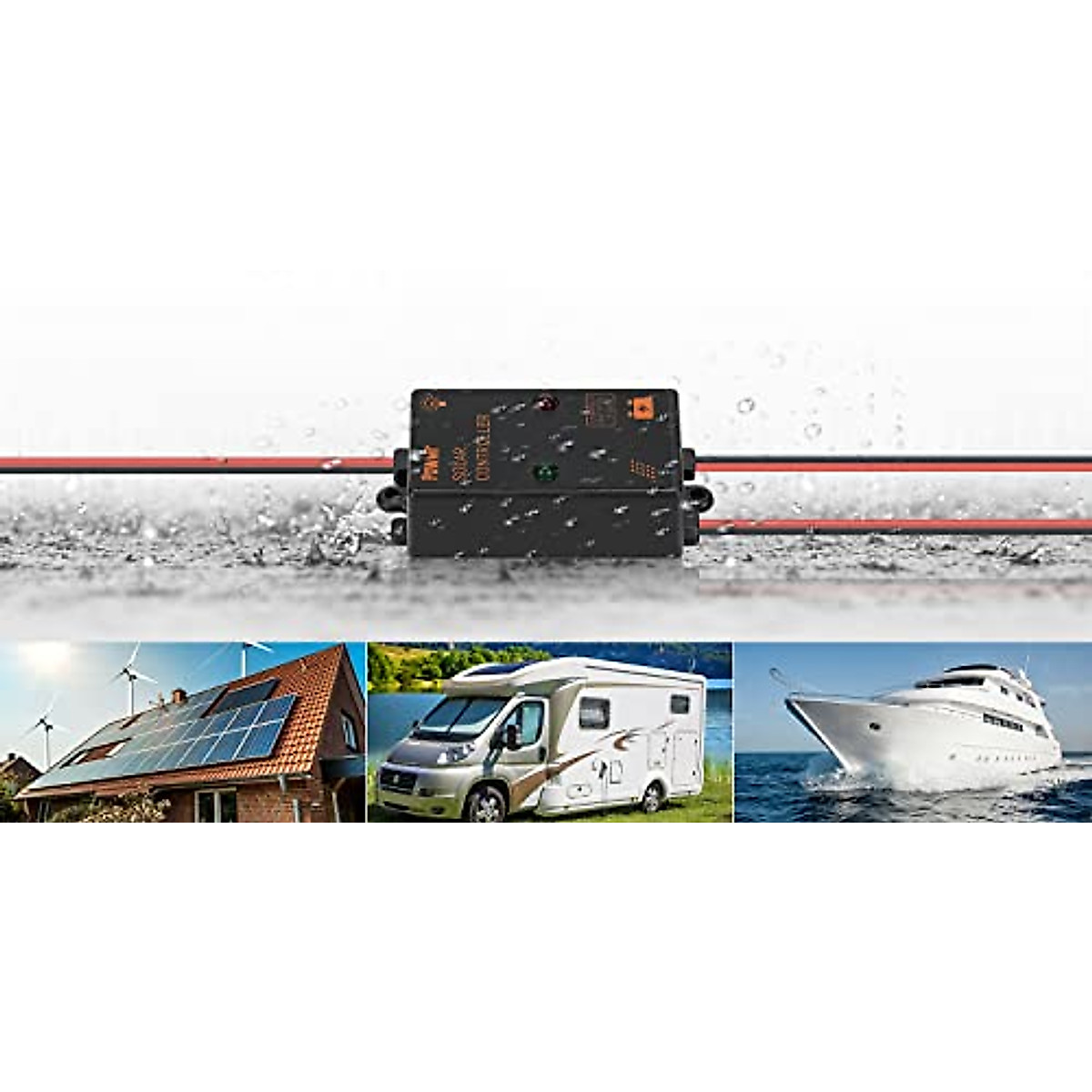 5A Waterproof Solar Charge Controller 6V/12V Auto, 5 amp Solar Panel Charging Regulator IP67 Waterproof 24Hours Load on for Lead-Acid (AGM Gel Seal Flooded) Battery