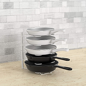 Deco Brothers Pan Organizer Rack for Kitchen Cabinet and Counter, White