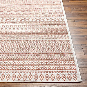 Hauteloom Howie Hallway, Kitchen Patio Outdoor Runner Rug - Beige, Orange, Brown - 2'7" x 12'
