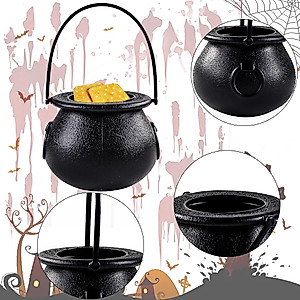 DIYDEC 12pcs Mini Black Cauldron with Handle Halloween Mini Witch Cauldron Kettles Multi-purposed Small Plastic Cauldron Halloween Pot Candy holder for Halloween & St. Patrick’s Day Party Favors Decor