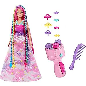 Barbie Dreamtopia Doll, Twist 'n Style Pink Hair with Rainbow Extensions, Twisting Tool and Styling Accessories