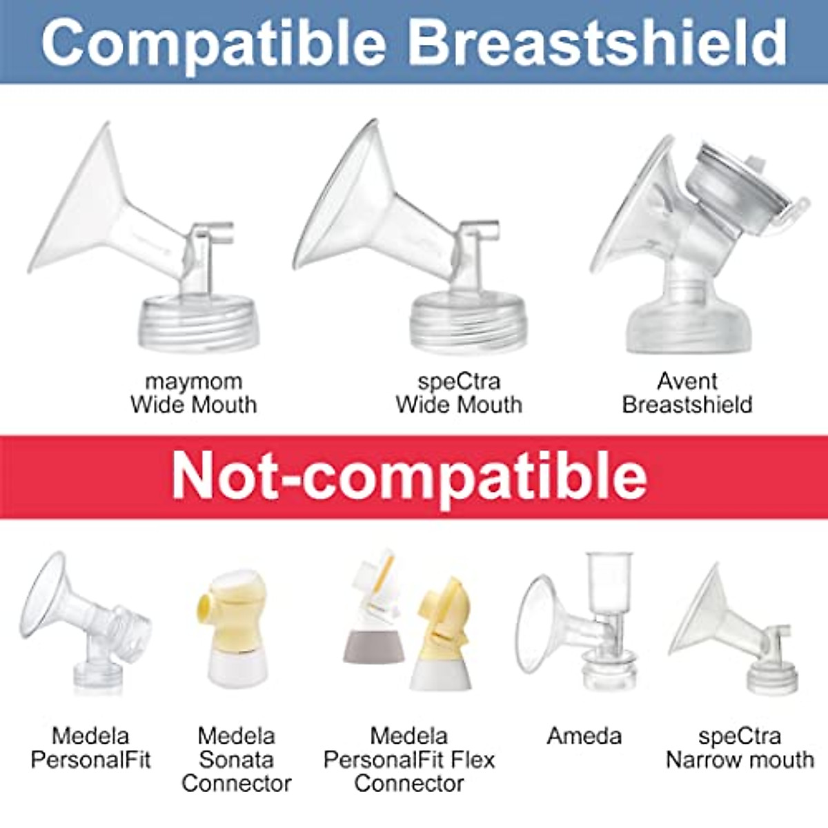 Maymom Milkbag Adapter, Widemouth 2nd Generation; Compatible with Spectra Avent Pumps; Most Milkbags inc. Lansinoh Bags;Do Not Use Microwave or Steamer Bag to Sanitize; 2pc