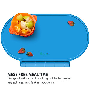 Silicone Kids Placemats, Food Catching Placemats for Kids Baby Toddler, Reusable Table Mats for Dining Table, 2Set, Dark Blue/Gray