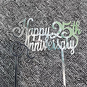 25th Anniversary Decorations, Happy 25th Wedding Anniversary Decorations with Banner, 25th Cake Topper, Huge Number Letter, Gold Star Hanging, Balloons for Happy 25th Anniversary Decorations