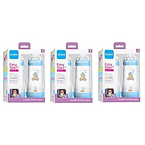 MAM Easy Start Anti-Colic Fast Flow Bottles, 11 oz. (6-Count), Easy Switch Between Breast and Bottle, Reduces Air Bubbles and Colic, 4+ Months, Boy