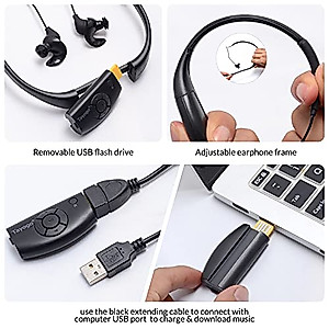 Waterproof Mp3 Player for Swimming, Tayogo IPX8 8GB Underwater Music Headsets for Sports(4 Pairs Earplugs)-Black