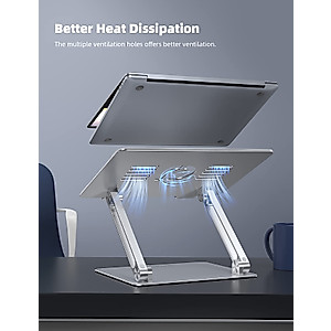 Lamicall Laptop Stand, Adjustable Notebook Riser - Foldable Portable Ergonomic Computer Desktop Laptop Holder for Desk, Compatible with MacBook Air Pro, Dell XPS, HP (10-17") - Silver
