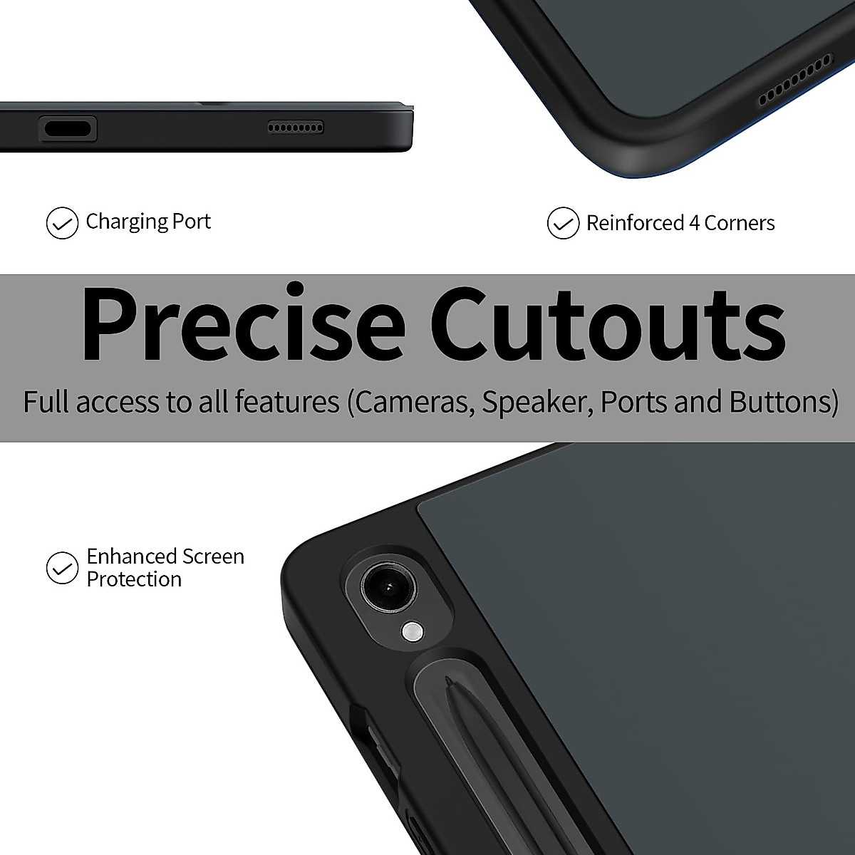 ProtUTab Case for Samsung Tab S9 11 Inch 2023 with S Pen Holder, Auto Wake/Sleep Trifold Stand Case for Samsung Galaxy Tab S9, Slim Multi-Angle Viewing Protective Case, Grey