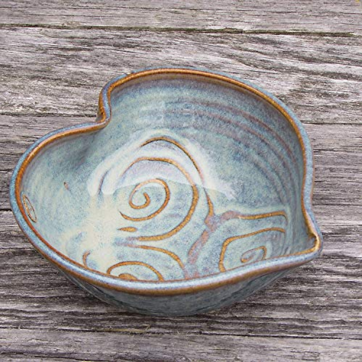 Castle Arch Pottery Ireland Irish Pottery Bowl Hand-Glazed, Heart Shaped Design 6 Diameter by 2 Height with Celtic Spiral Motif