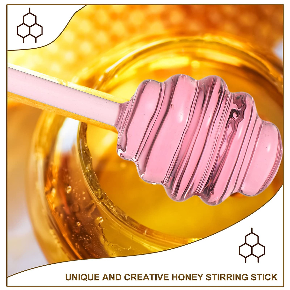 SHERCHPRY Glass Pot Honey Stirring Stick Glass Honey Dipper Honey Stir Stick Honey Server Spoon Jam Dipper Syrup Stirrer Honey Dispenser Honey Pot