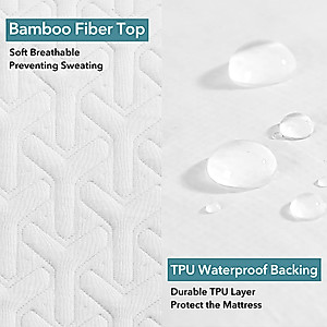 Oubonun Waterproof Crib Mattress Cover (Set of 2) - 52x28 White Crib Mattress Protector - Soft Fitted Baby Crib Mattress Pad with 9-inch Pocket - Bamboo Fiber Toddler Mattress Pad