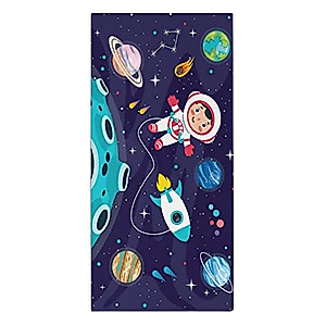 FISNAE Colorful Outer Space Hand Towels Astronauts Planets Absorbent Bathroom Towel Soft Decorative Towels for Bathroom, Hotel, Gym, Spa, Yoga 28.7 X 13.8 in