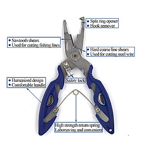 Pack of 201pcs Fishing Stainless Steel Split Rings 5 Sizes and Plier Set, Split ring capable of withstanding large tensile force and Fishing Plier Tool Kit for Saltwater Fishing Lure Connectors