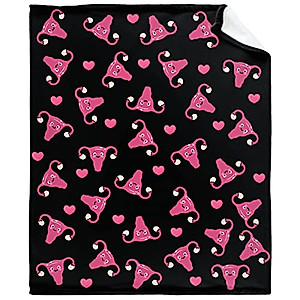 Thuswarm Cute Uterus Heart Flannel Throw Blanket Warm Cozy Soft Funny Print Blankets for Bed Couch Sofa Room Decoration Gifts 40"×30" XSmall for Pets