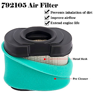 792105 Air Filter 276890 + 492932 Oil Filter for Briggs & Stratton 4163205 4163206 40G777 407777 445877 445667 for LA165 D160 D170 Z245 MIU11515 GY21057 Lawn Mower 792105 Air Filter Tune Up Kit