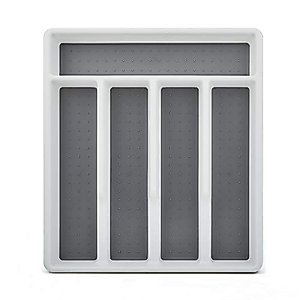HaWare Silverware Tray for Drawer with Five Sections, Flatware Organizer/Cutlery Holder with Soft Grip Lining and Non-slip Rubber Feet, Multi-Purpose Storage for Kitchen, Office, Bathroom Supplies