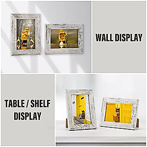 PETAFLOP 4x6 Picture Frame Set of 7, Distressd Rustic Frames Display 4 by 6 Inch Photo for Wall or Tabletop