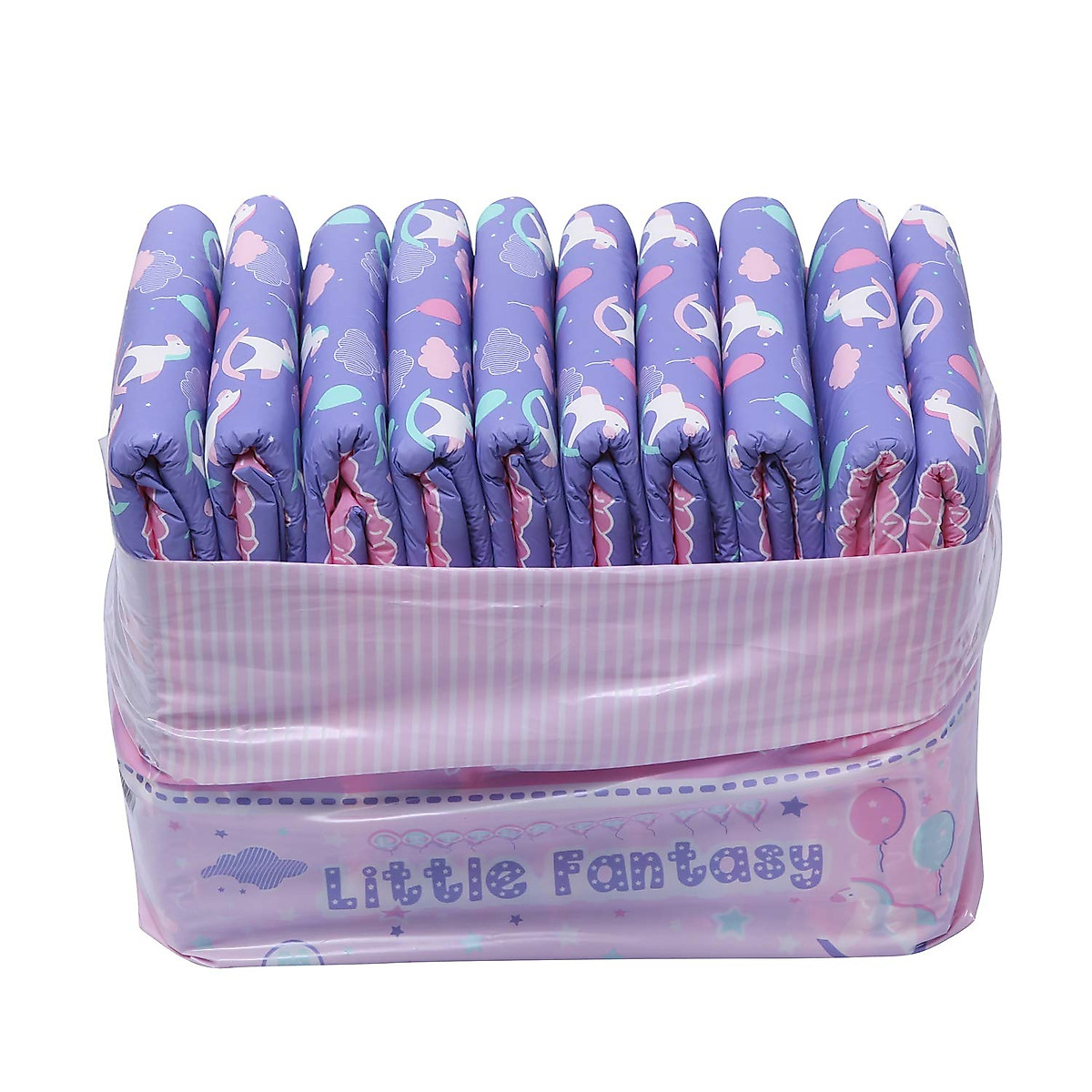 Littleforbig Adult Printed Diaper 80 Pieces (8 Packs) - Little Fantasy (Medium 28"-38")
