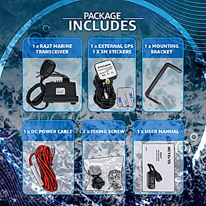Retevis RA27 Fixed Mount Marine Radio with GPS,Waterproof IP67,Triple Watch,DSC,Emergency NOAA Weather,All USA/International/Canadian Marine Channels,Ship to Shore Radio for Boats,Black