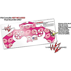 WraptorSkinz Vinyl Decal Skin Compatible with Sony PS4 Controller PlayStation 4 Original Slim and Pro Donuts Hot Pink Fuchsia (Controller NOT Included)