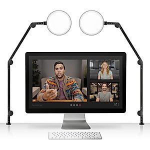 LUME CUBE Edge LED Desk Light (Pack of 2) | Remote Work Swing Arm Desk Lamp with Clamp | Video Conferencing Lighting, Zoom Webcam, Task Light, Table Lamp | Adjustable Brightness, Color Temperature