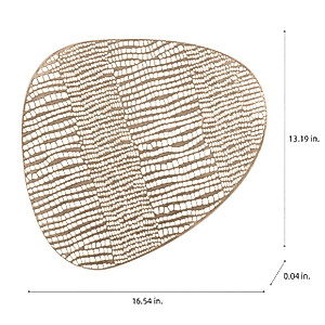 Home Details 4 Pack Oval Pebble Laser Cut Placemat, Kitchen, Dinning Room, Place Setting, Décor, Gold