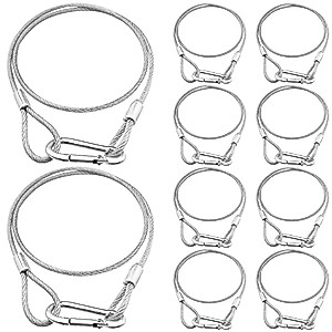 32'' Safety Cables 10 Pack, Czgor Stainless Steel Safety Cables with Carabiner Lock lighting Fall Prevention Security Cable Safety Rope for DJ Stage Lighting Bicycle Luggage Lock 110lb Load Capacity