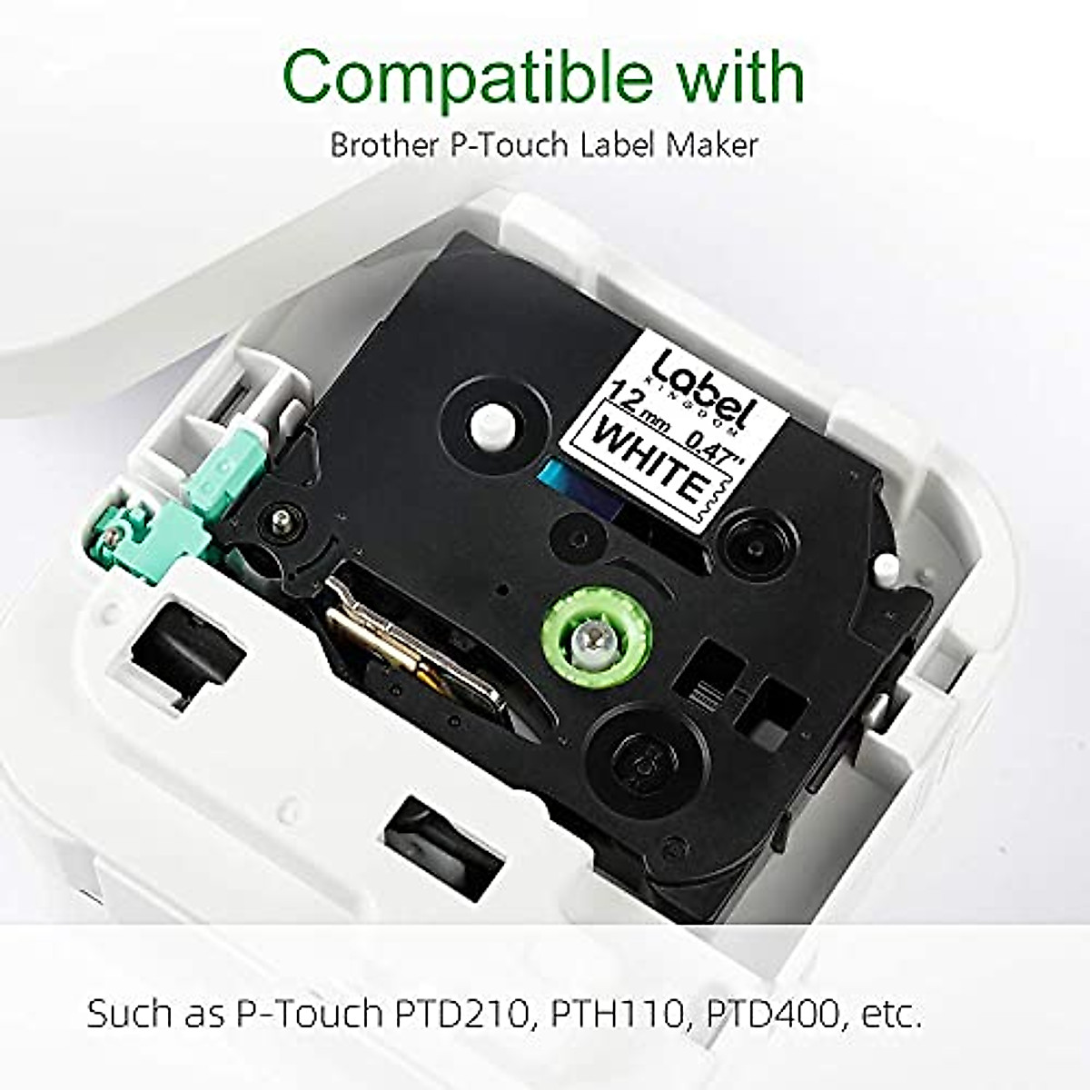 PT-D220 PTH100 PTD210 PTD600 Compatible Brother Label Maker Tape 12mm 0.47 Inch Laminated Replacement for Brother P-Touch TZe Tape TZe-231 TZe-131 TZe-431 TZe-531 TZe-631 TZe-731, 6-Pack