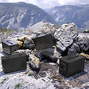 PATRON 30 Cal Ammo Can Metal 9mm Ammo Box storage crate case For Shotgun bullet Rifle Nerf Ammunition Waterproof case-gard organizer(Black)