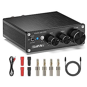 Saiyin Mini Bluetooth Amplifier Home Audio for Speakers, 2×80W 2.1 Channel Digital Class D Integrated Amp with 24-Bit 192kHz DAC and Optical Coaxial AUX Headphone Line Out Jack