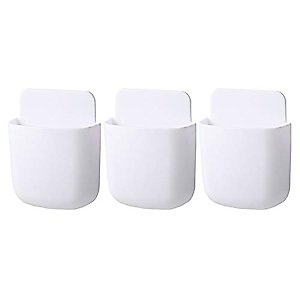 Remote Control Holders 3 Pcs Wall Mount Remote Holder Self Adhesive Remote Case Hole-Free Storage Organizer Adhesive Pen Holder Wall Sticky Cubicle For Home Office School Pencil Phone Charging White