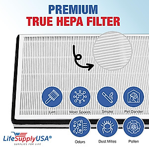 LifeSupplyUSA 3-in-1 True HEPA Air Cleaner Replacement Filter + Activated Carbon Filter + Pre Filter Compatible with Surround Air MT-8400SF Air Purifiers
