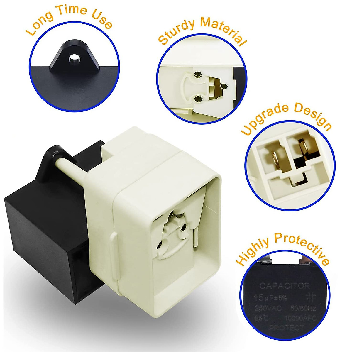 W10613606 Refrigerator Compressor Start Relay and Capacitor Compatible with Whirlpool Ken-More Kitchen-Aid fridges Replace W10416065 AP5787784 PS8746522 3023300 67003186