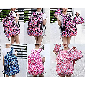 JiaYou Girl Geometric Printed Primary Junior High University School Bag Bookbag 3pcs Backpack Sets(2# Black-3pcs,35 L)
