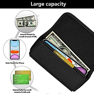 ykooe Rugged Nylon Holster for iPhone 14, 14 Pro, 13, 13 Pro, 12, 12 Pro, 11, 11 Pro, XR, Galaxy S23, S22 Cell Phone Belt Holder for Men (Fits Phone with Otterbox Commuter/Symmetry Case on), L