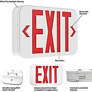 HUBBELL CER LED Emergency exit Sign, 11.6 in x 2 in x 8.2 in, White