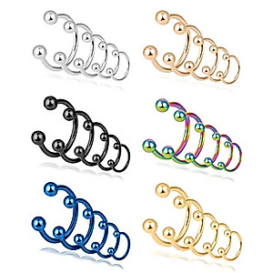 REVOLIA 30Pcs 16G 316L Stainless Steel Nose Rings Cartilage Ear Septum Piercings Helix Tragus Horseshoe 6-14mm