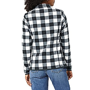 Amazon Essentials Women's Classic-Fit Full-Zip Polar Soft Fleece Jacket (Available in Plus Size), Black White Mini Buffalo Plaid, Medium