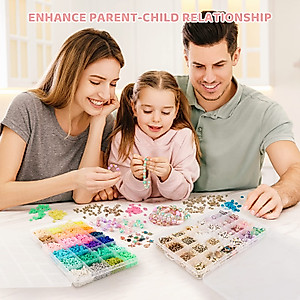 Tefiohen Clay Beads 6000 PCS Bracelet Making Kit 2 Boxes,24 Colors Spacer Heishi Beads Flat Round Polymer Beads for Jewelry Making with Pendant Charms Kits and Elastic Strings