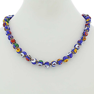 GlassOfVenice Murano Glass Mosaic Necklace - Blue