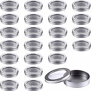 4 oz Metal Tin Cans Round Tin Containers Empty Tin Cans with Clear Top Lid Spice Tin for Kitchen Office Candles Candies and Gifts Holding