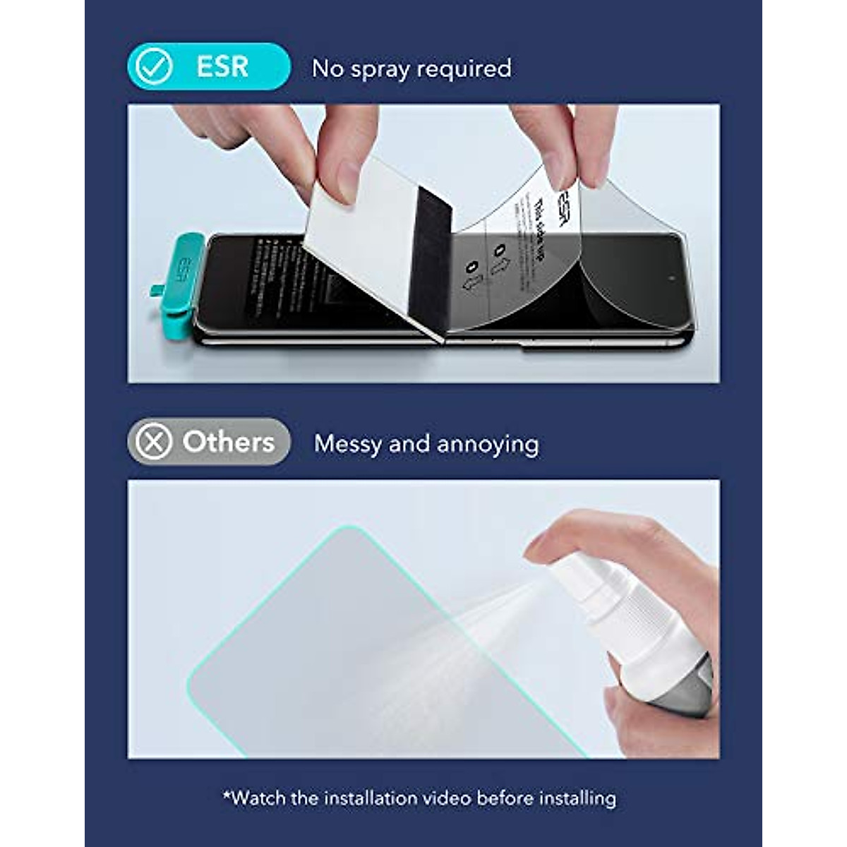 [3 Pack] ESR Liquid Skin Screen Protector Compatible with Samsung Galaxy S21 Ultra 2021 [Supports Fingerprint Sensor] [Full Coverage Polymer Film] [Includes Installation Kit]