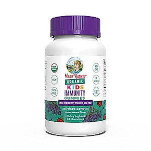 USDA Organic Kids Immune Support Gummies & Elderberry Liquid Drops (Blueberry Raspberry) Bundle by MaryRuth's | Vitamin C, Zinc, and Elderberry Gummies | Immune Support & Overall Health for Kids