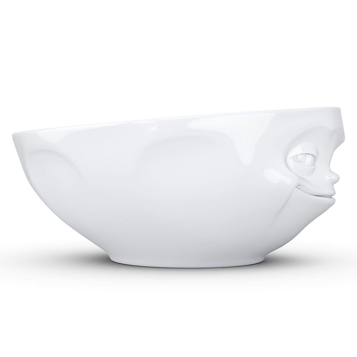 FIFTYEIGHT PRODUCTS TASSEN Porcelain Bowl, Grinning Face Edition, 11 oz. White (Single Bowl) Medium Bowl for Soup Cereal